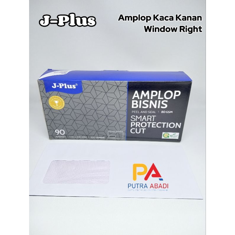 Jual Amplop Kaca Kanan Kaca Kiri Putih J-Plus No. 90 Amplop Window ...