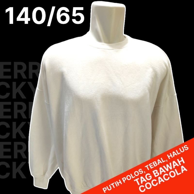 Jual Sweater Putih Polos Tag Bawah Coca Cola/Crewneck Putih Polos Ori ...