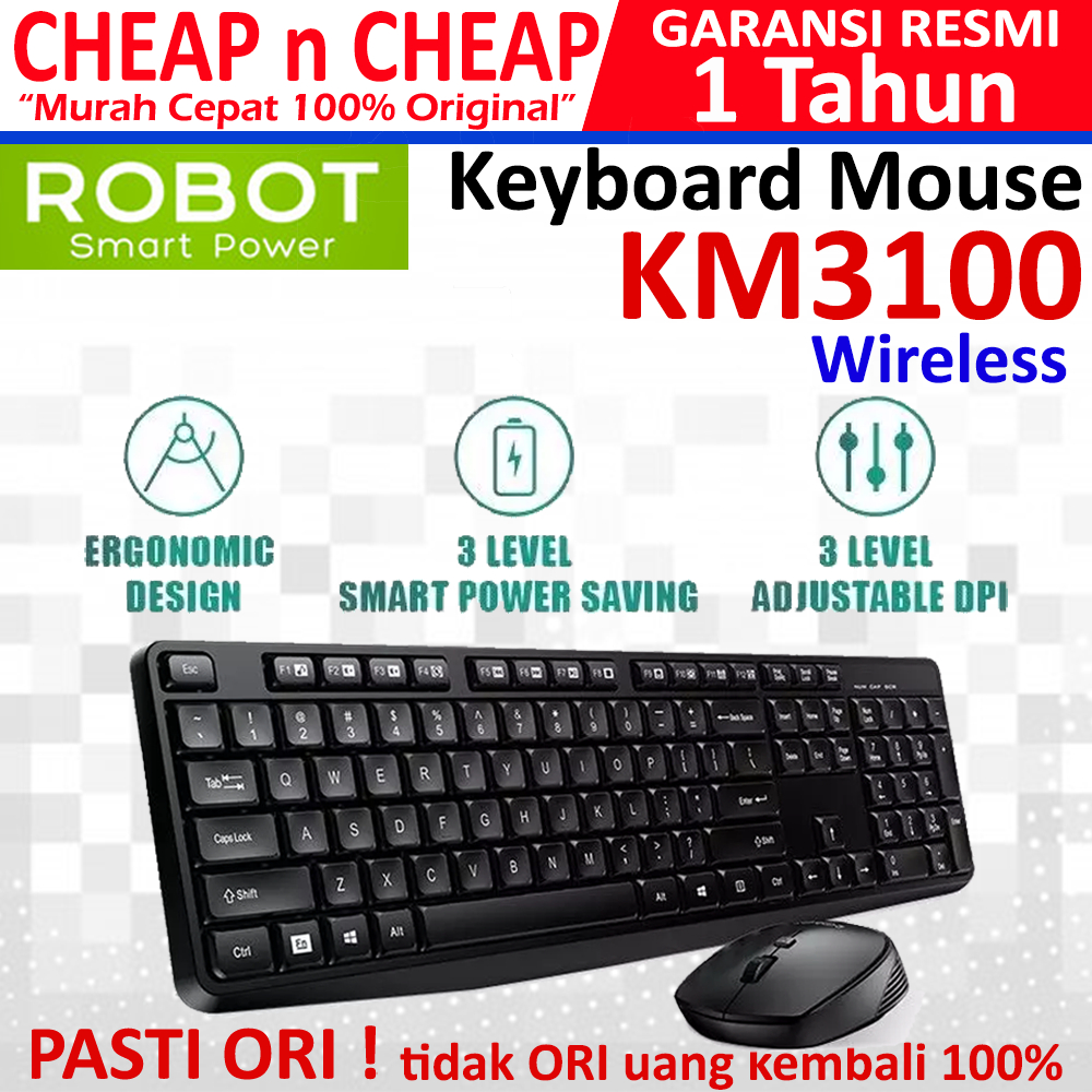 Jual Keyboard Mouse Wireless Robot KM3100 Black | Shopee Indonesia