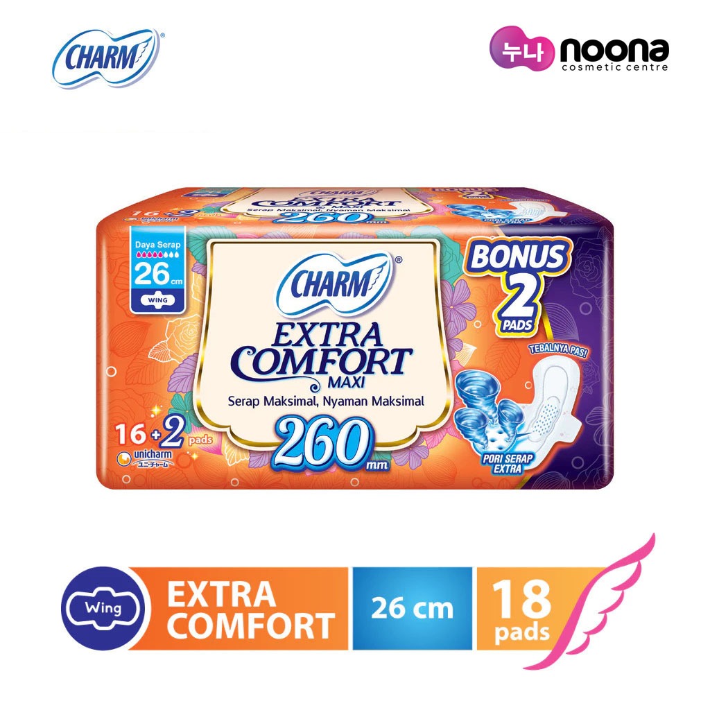 Jual CHARM EXTRA COMFORT MAXI 26CM WING dan NON WING | Shopee Indonesia