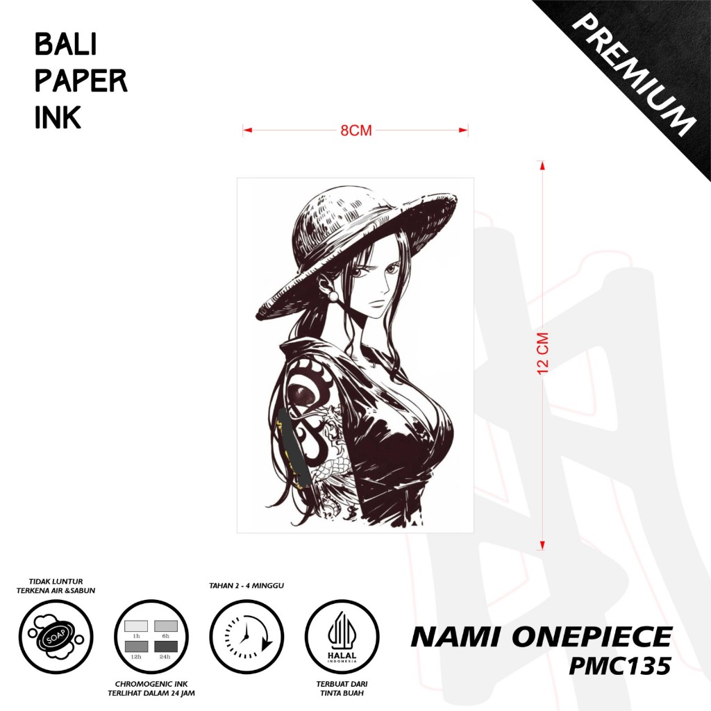 Jual PMC135 Nami Onepiece Tato Temporer Premium Bali Paper Ink | Shopee ...