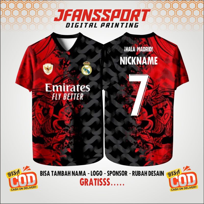 Jual JERSEY INDONESIA X REAL MADRID TERBARU FULL PRINTING GRATIS NAMA DAN NOMOR PUNGGUNG ...