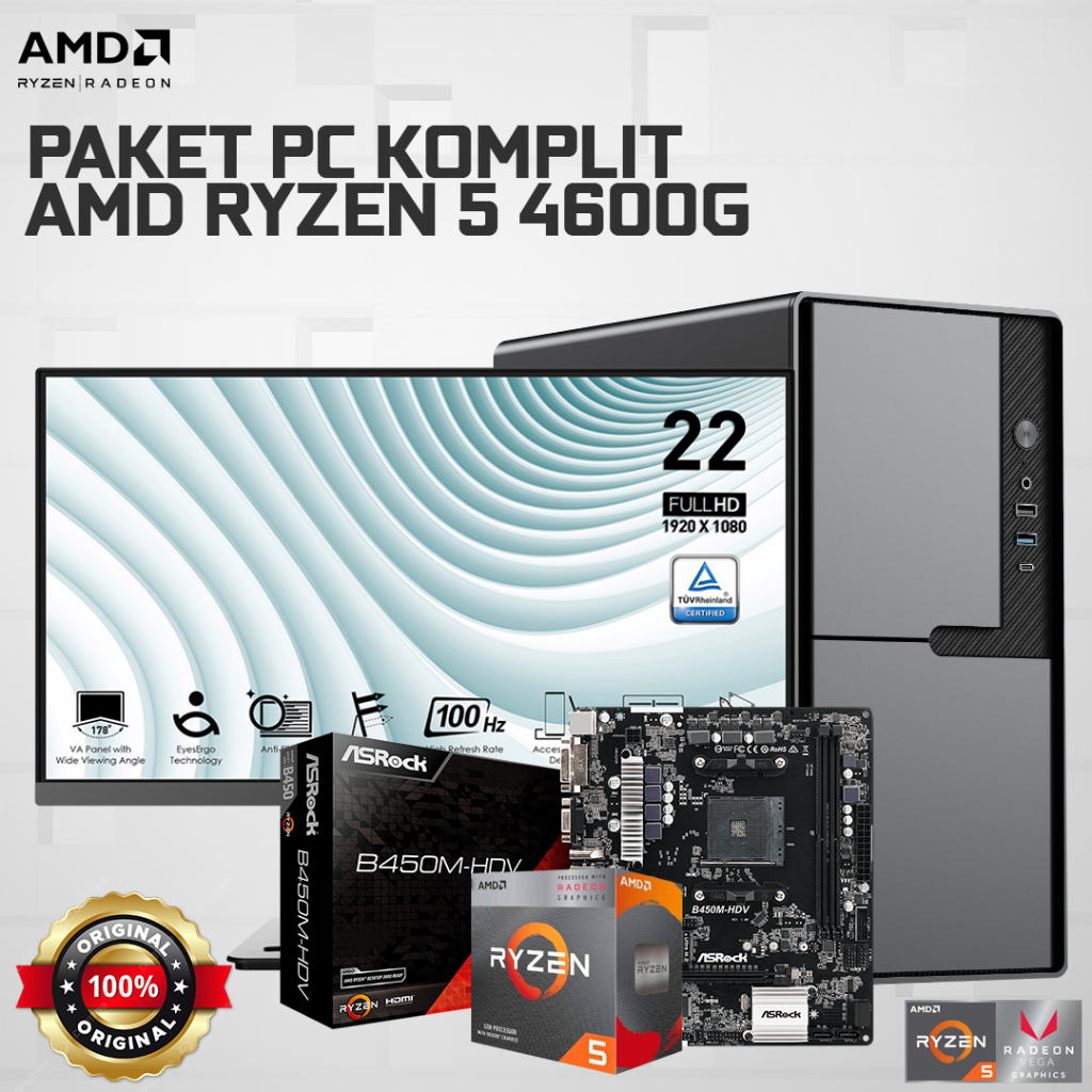 Jual PAKET PC KOMPLIT AMD RYZEN 5 4600G | Shopee Indonesia