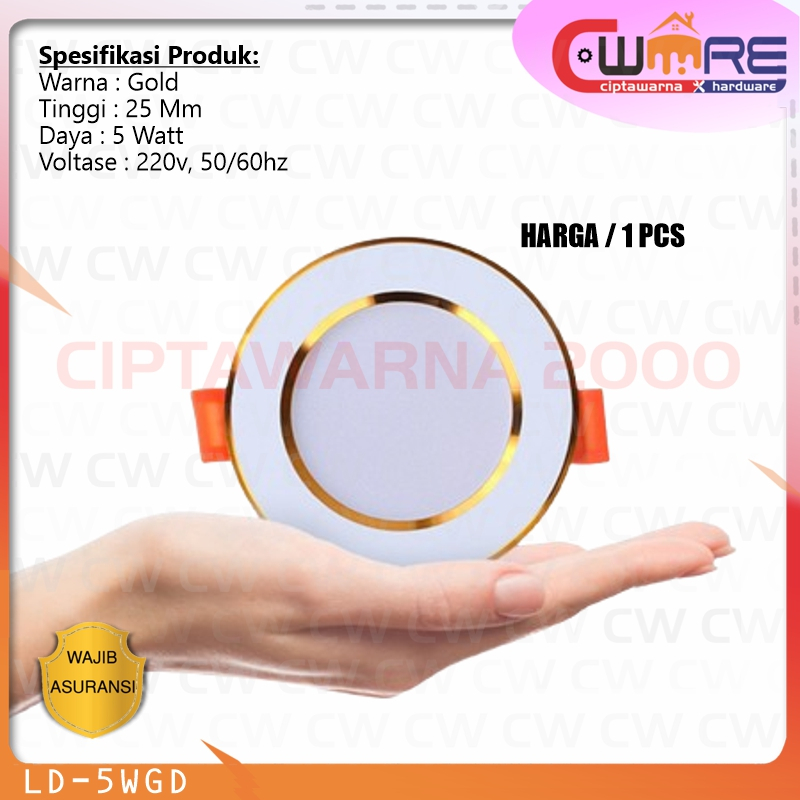 Jual Lampu Downlight LED 5 Watt 220V 3 Warna Lampu Spotlight Cahaya ...