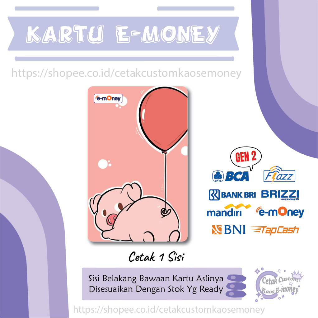 Jual KARTU E MONEY E TOLL GAMBAR BABI BALON CUTE PINK EMONEY MANDIRI ...