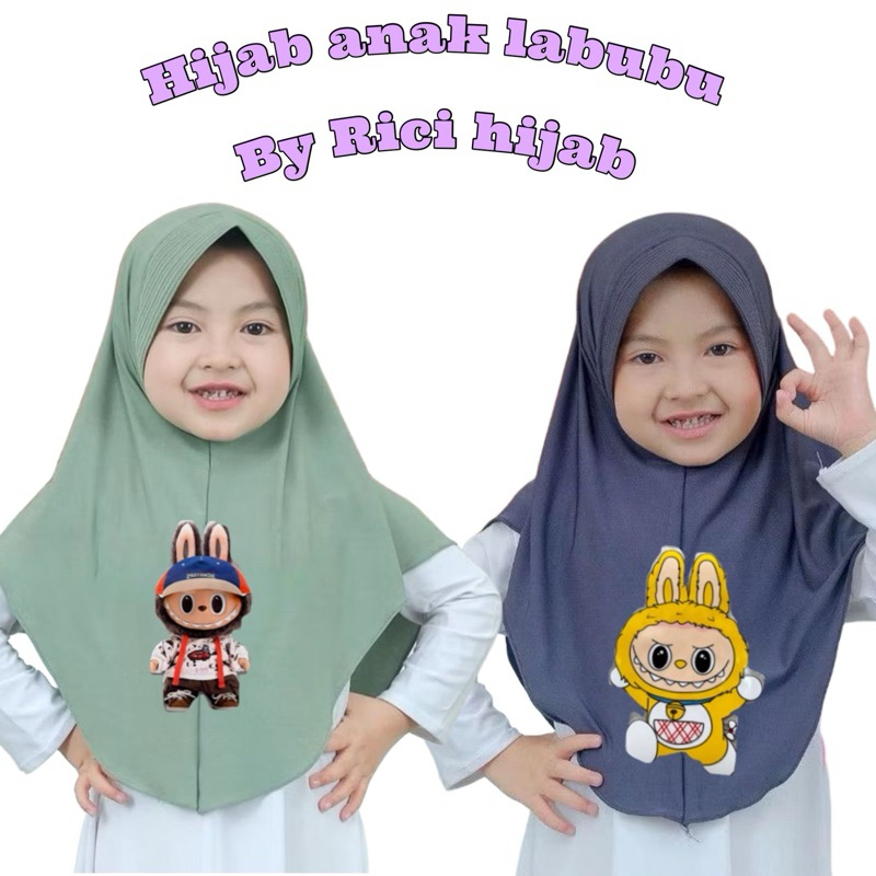 Jual hijab instan anak labubu 1-8 Tahun Jersey premium tebal/hijab ...