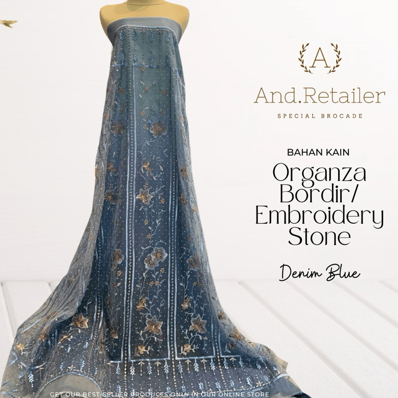 Jual Bahan Kain Brokat ORGANZA BORDIR Embroidery with Stone 2tone Warna ...