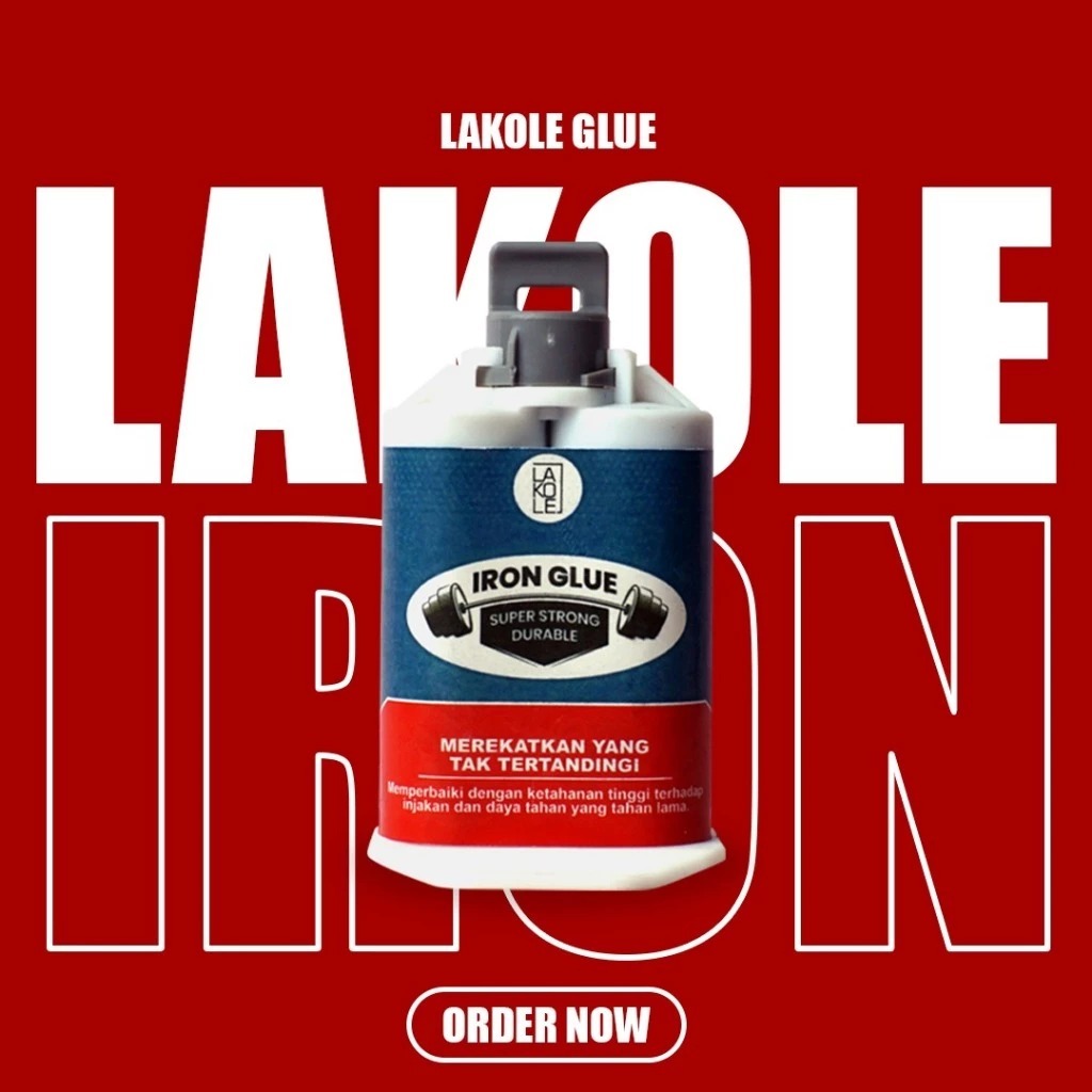 Jual LAKOLE IRON GLUE - Lem Besi Super Kuat Tahan Panas / PENAMBAL BESI, ALUMINIUM, PLASTIK, PVC ...