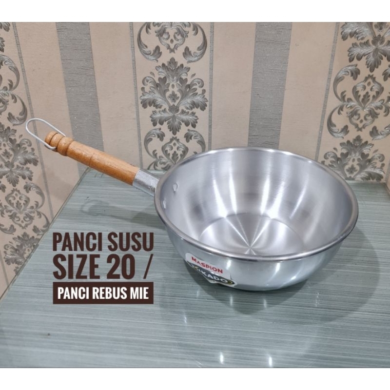 Jual panci susu alumunium gagang kayu size 20 / panci rebus mie ...