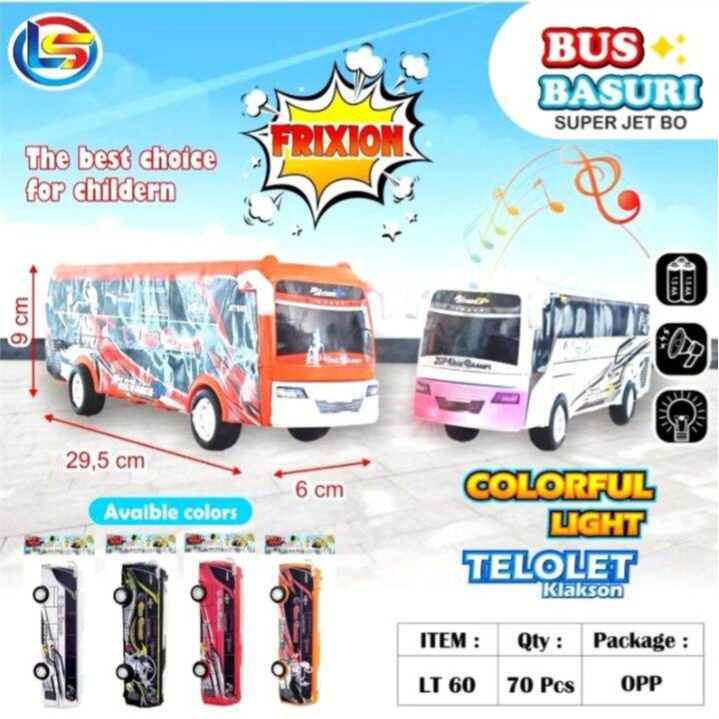 Jual Mainan Mobil Bus Telolet Basuri full lampu dan suara musik LT60 ...