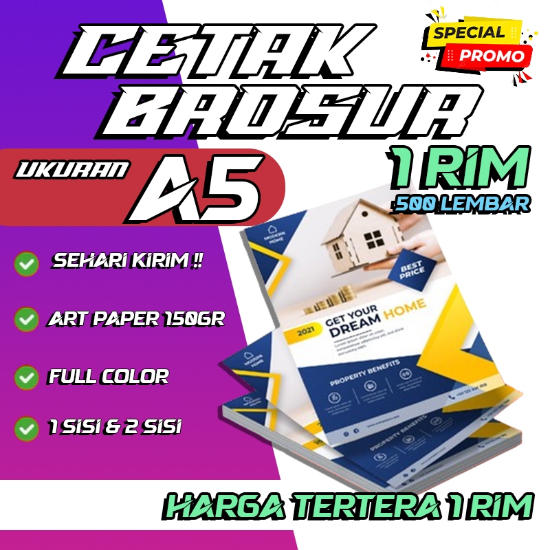 Jual CETAK BROSUR A5 KERTAS ARTPAPER 1 RIM / 500 LEMBAR | UKURAN A5 ...