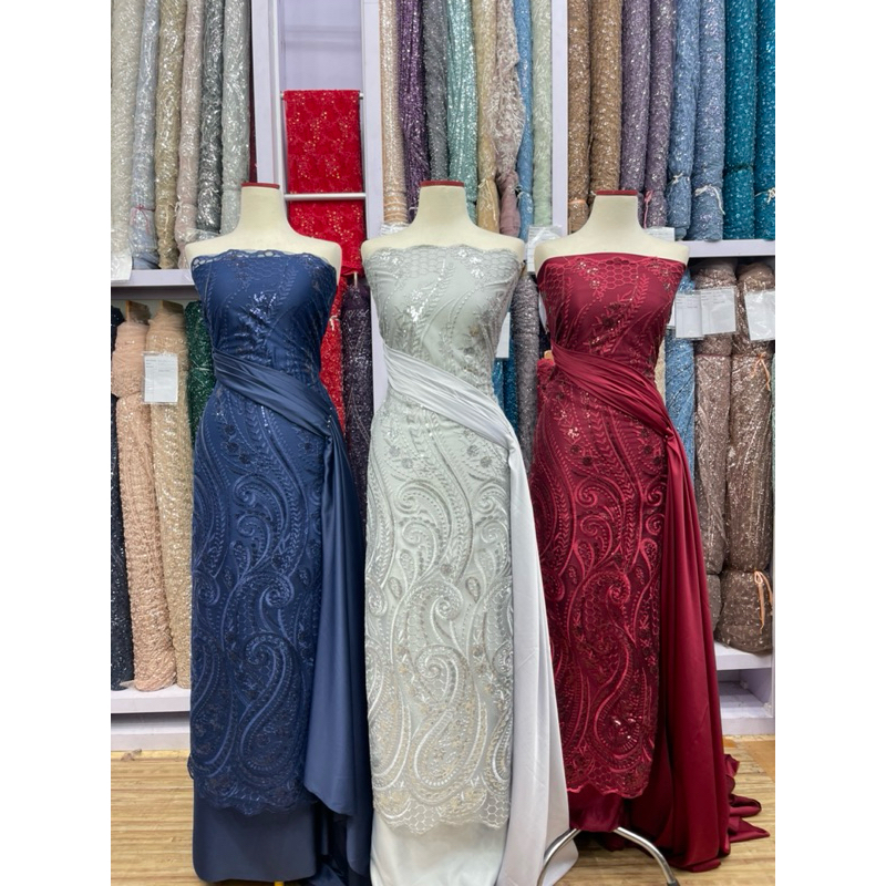 Jual Tille payet / Brukat tille payet / brokat pesta / wedding dress ...