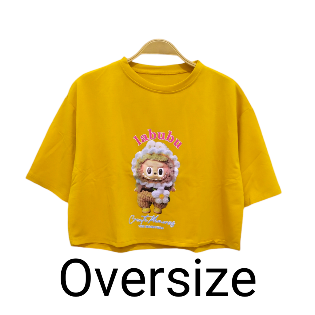 Jual Labubu Crop Top Oversize Jumbo Wanita Lemgan 3/4 Terbaru | Shopee ...