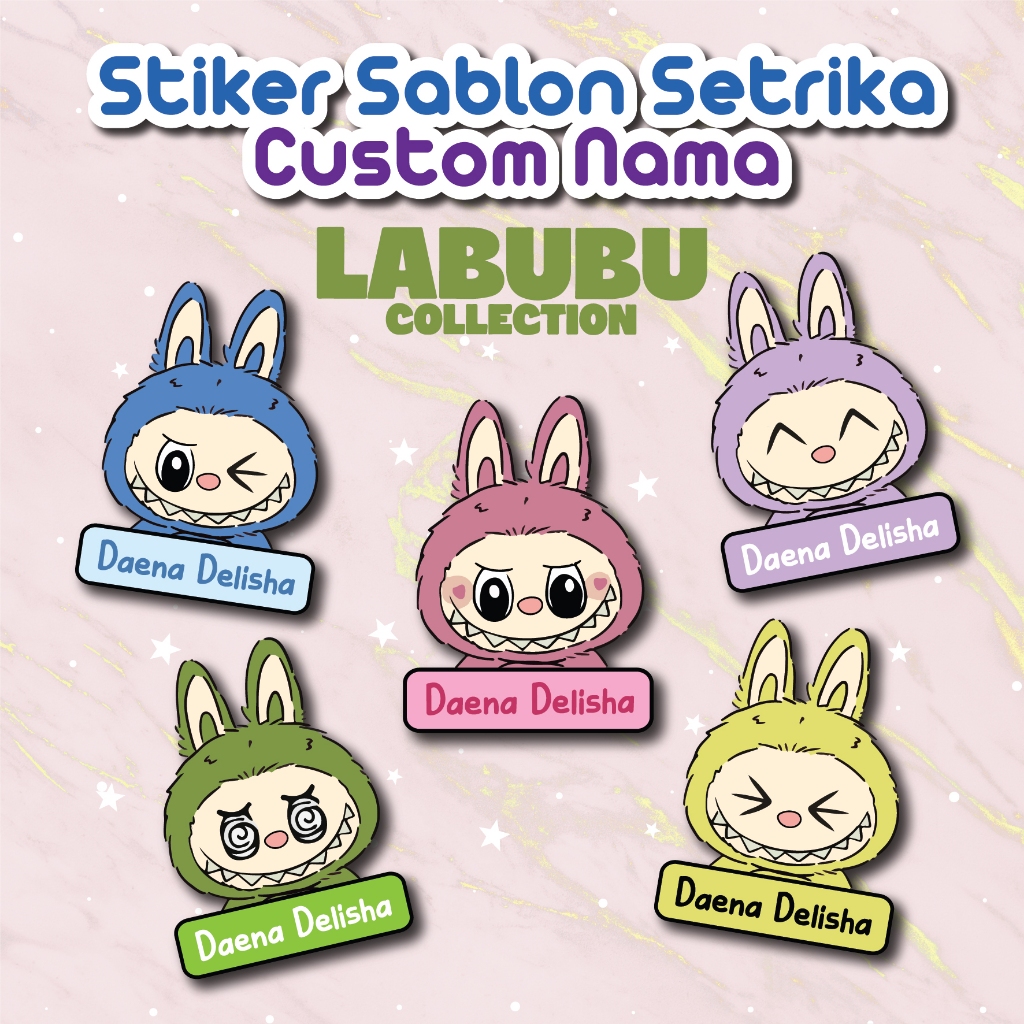 Jual SABLON STIKER DTF LABUBU Edition CUSTOM NAMA | Stiker Setrika BAJU ...