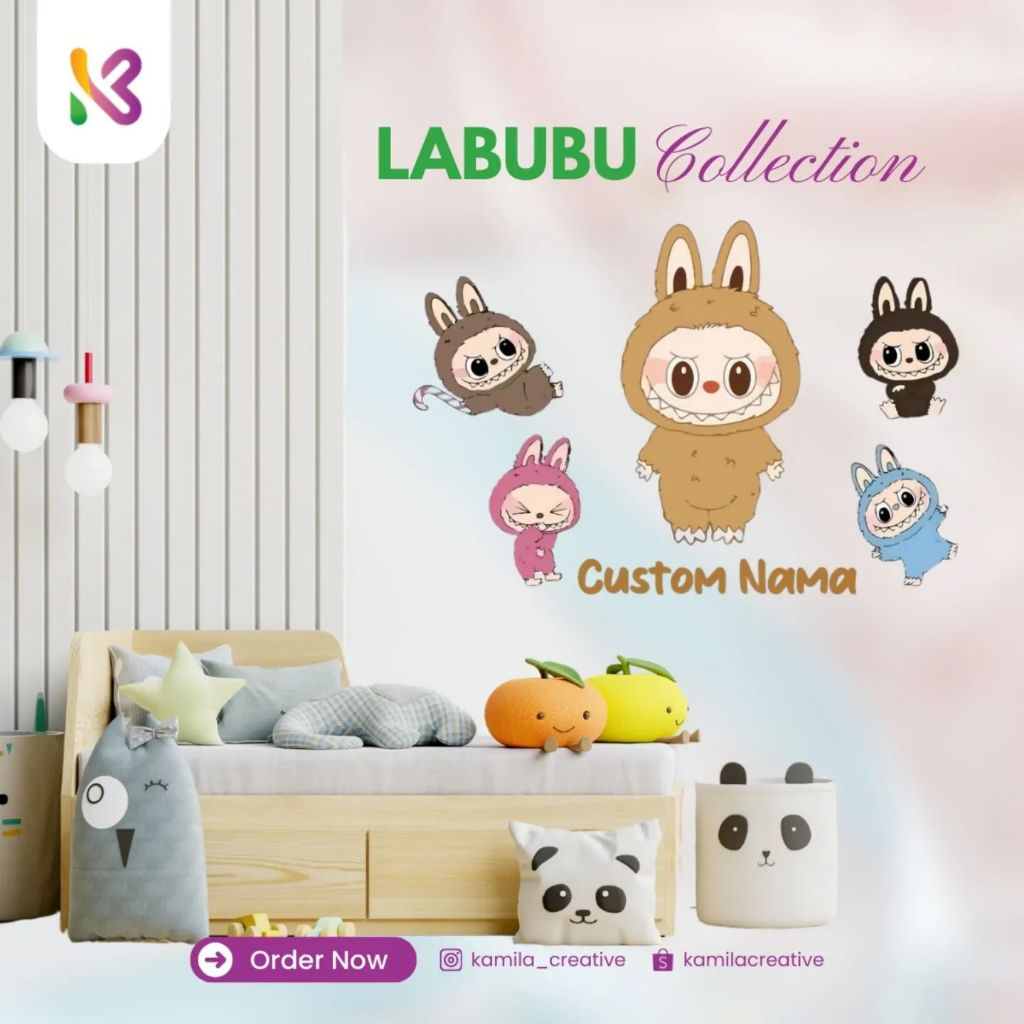 Jual Stiker Dinding Labubu Custom Nama | Shopee Indonesia