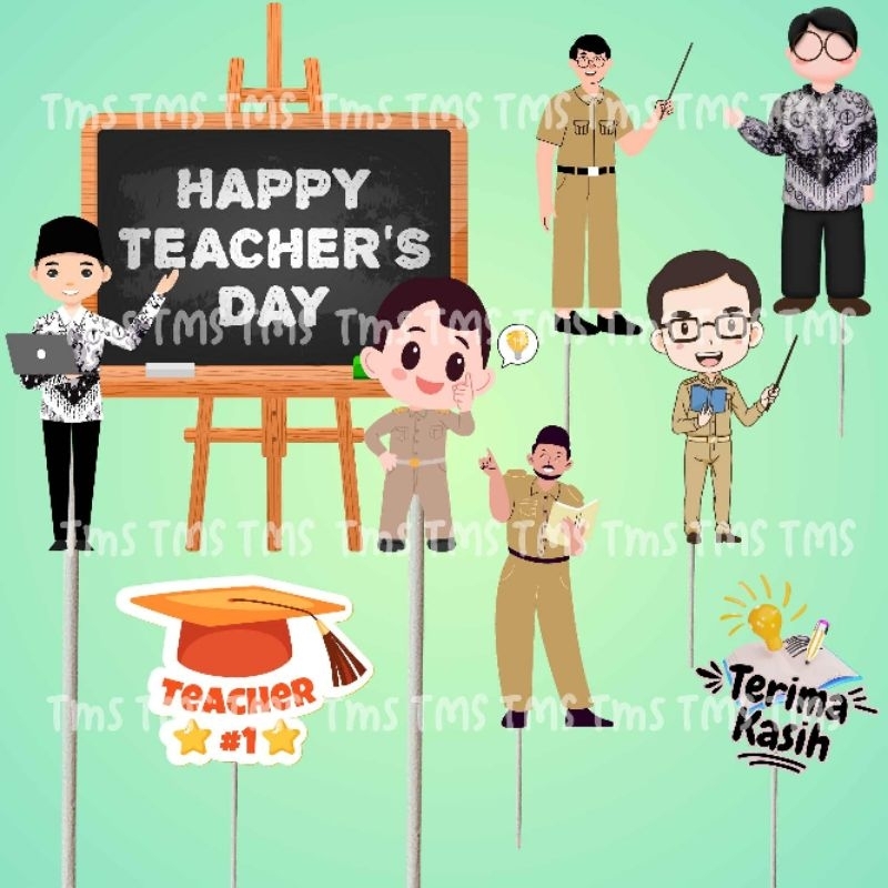 Jual TOPPER / TOPER/HIASAN KUE ULANG TAHUN TEMA HARI GURU / TEACHER DAY ...