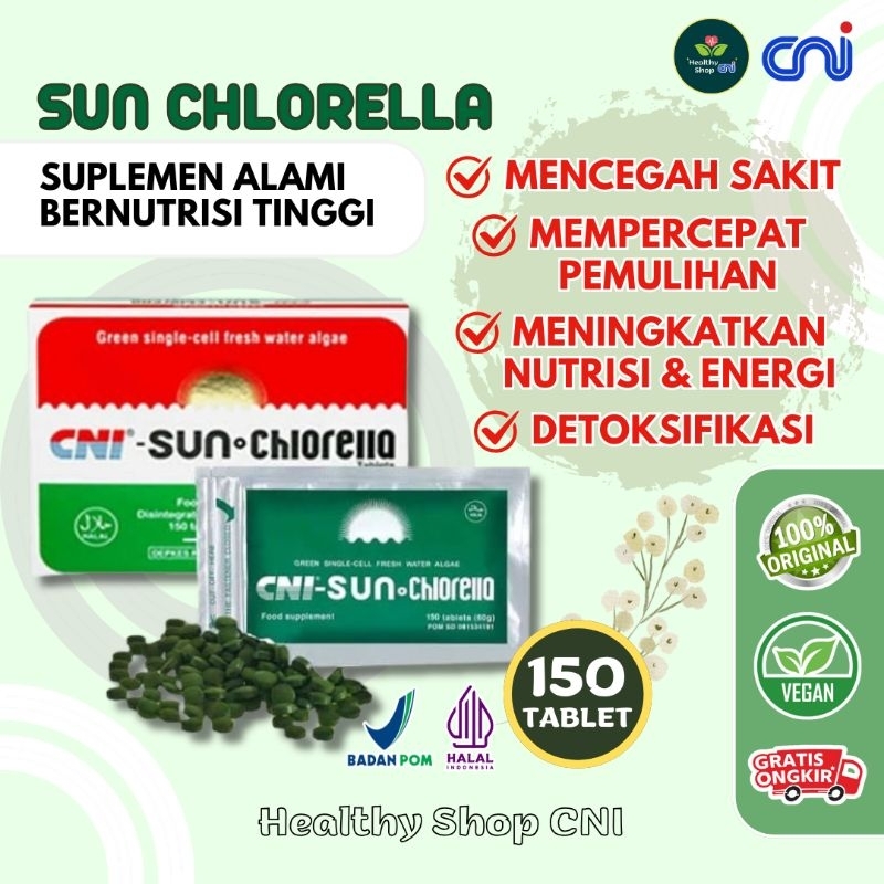 Jual CNI Sun Chlorella 150 Tablet Suplemen Alami untuk Regenerasi Sel ...