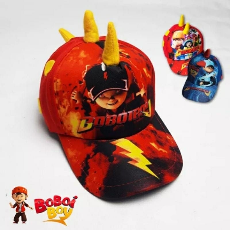 Jual Topi Anak Karakter Sublim Boboiboy Tanduk Tebal request nama suka ...