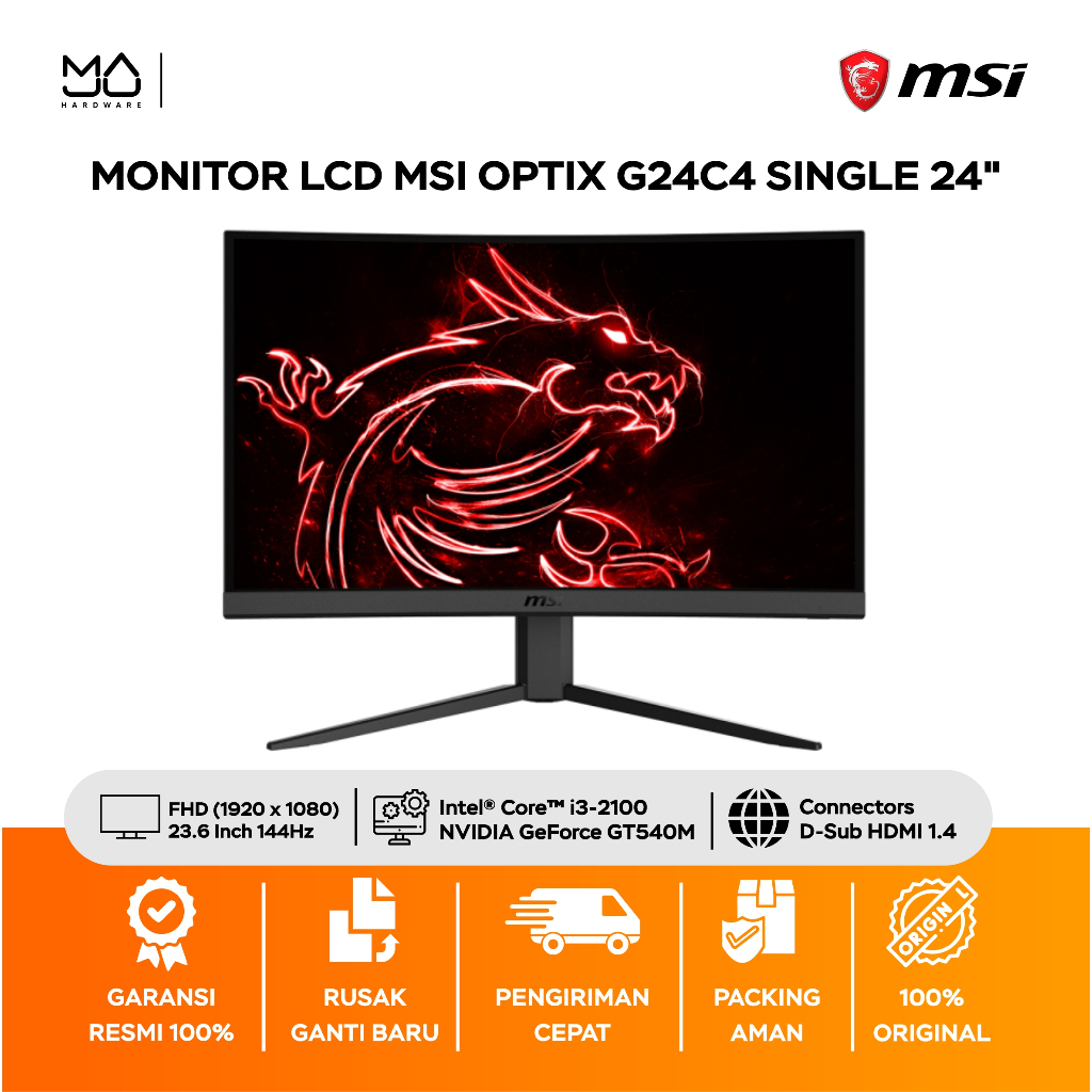 Jual MSI Optix G24C4 LED Gaming Monitor 24 Inch Full HD - Garansi Resmi ...