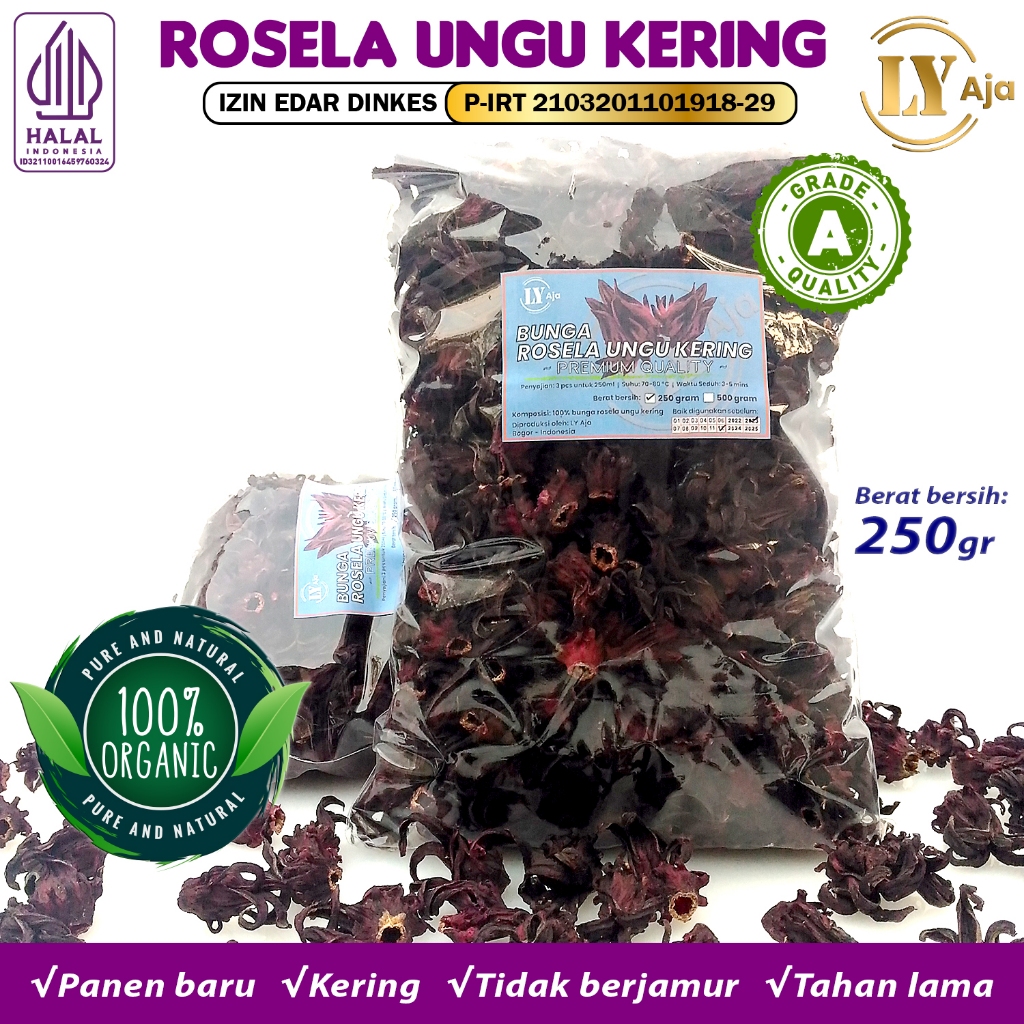 Jual Teh Bunga Rosela Ungu Kering LY Aja 250g – Teh Rosella Herbal ...