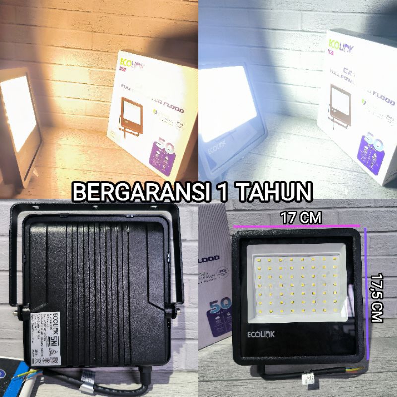 Jual ECOLINK LAMPU LED FLOOD LIGHT SOROT TEMBAK OUTDOOR 50W 50 WATT CAHAYA PUTIH / KUNING WARM ...