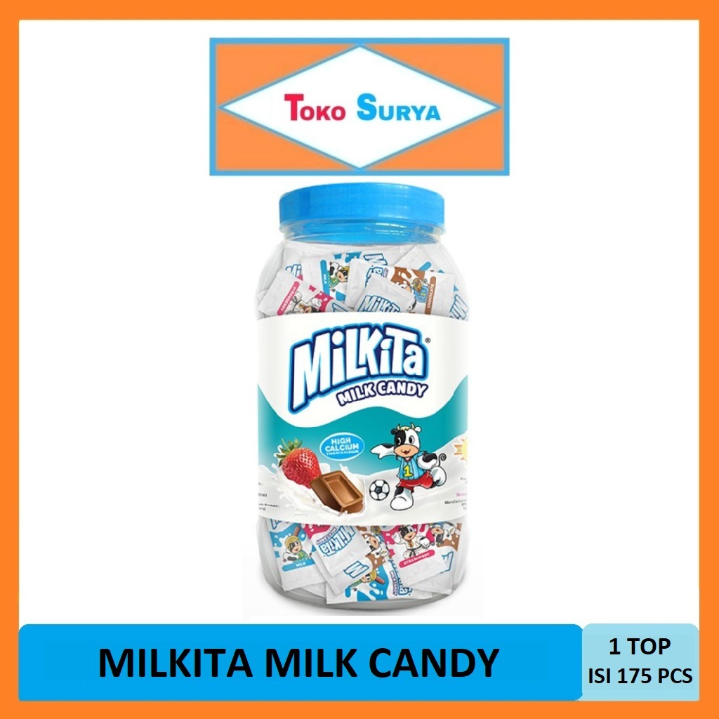 Jual Milkita Milk Candy Permen Rasa Cokelat/Stroberi/Melon Toples 490 ...