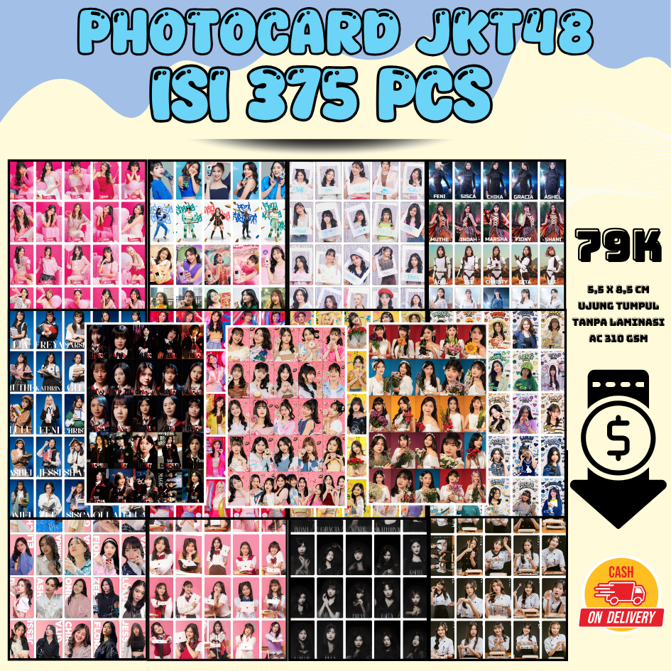Jual 375 PCS PHOTOCARD JKT48 MIX 1 & 2 SISI - FREEBIES STICKER JKT48 HOLOGRAM 10PCS | Shopee ...