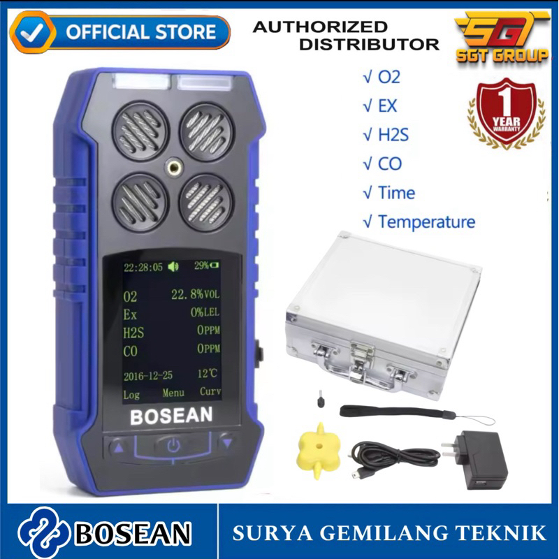 Jual 4 in 1 Gas Detector O2 CO H2S LEL Bosean BH-4S Hidrogen Sulfide ...