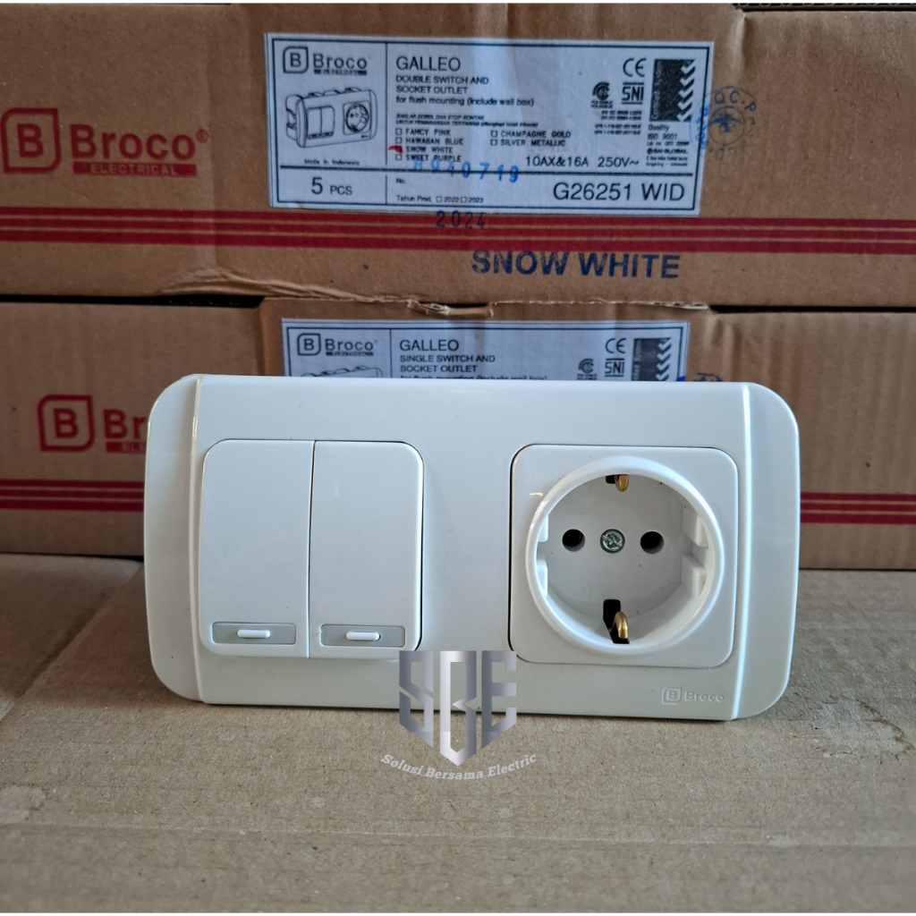 Jual Saklar Seri + Stop Kontak Set Inbow - Broco Galleo Putih | Shopee ...