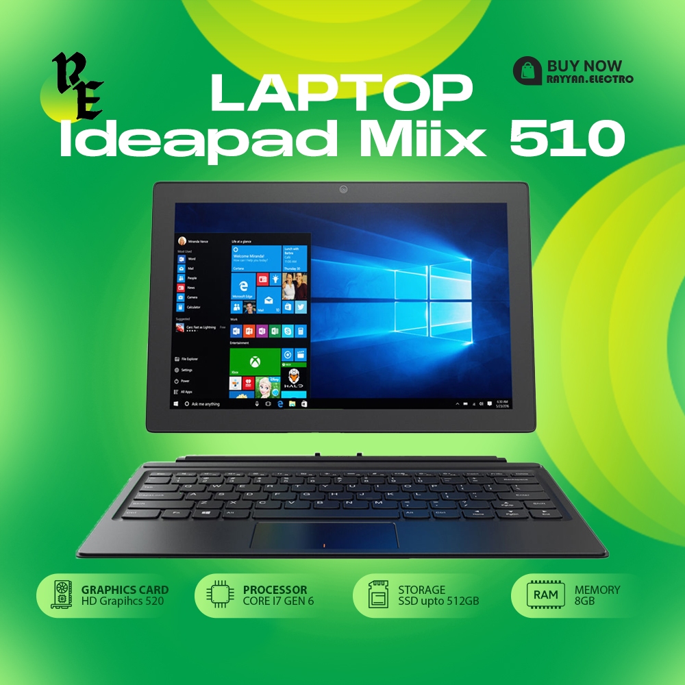 Jual Laptop Lenovo Ideapad Miix 510 intel core i7 gen 6 RAM 8GB SSD ...