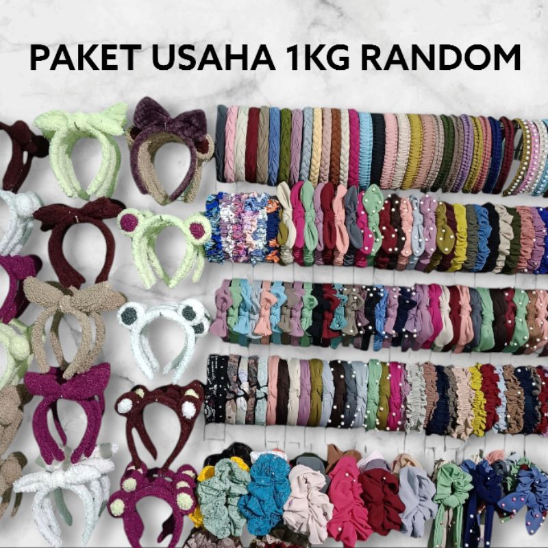 Jual Paket 1KG Bando Ikat Rambut campur model dan warna random | Shopee ...