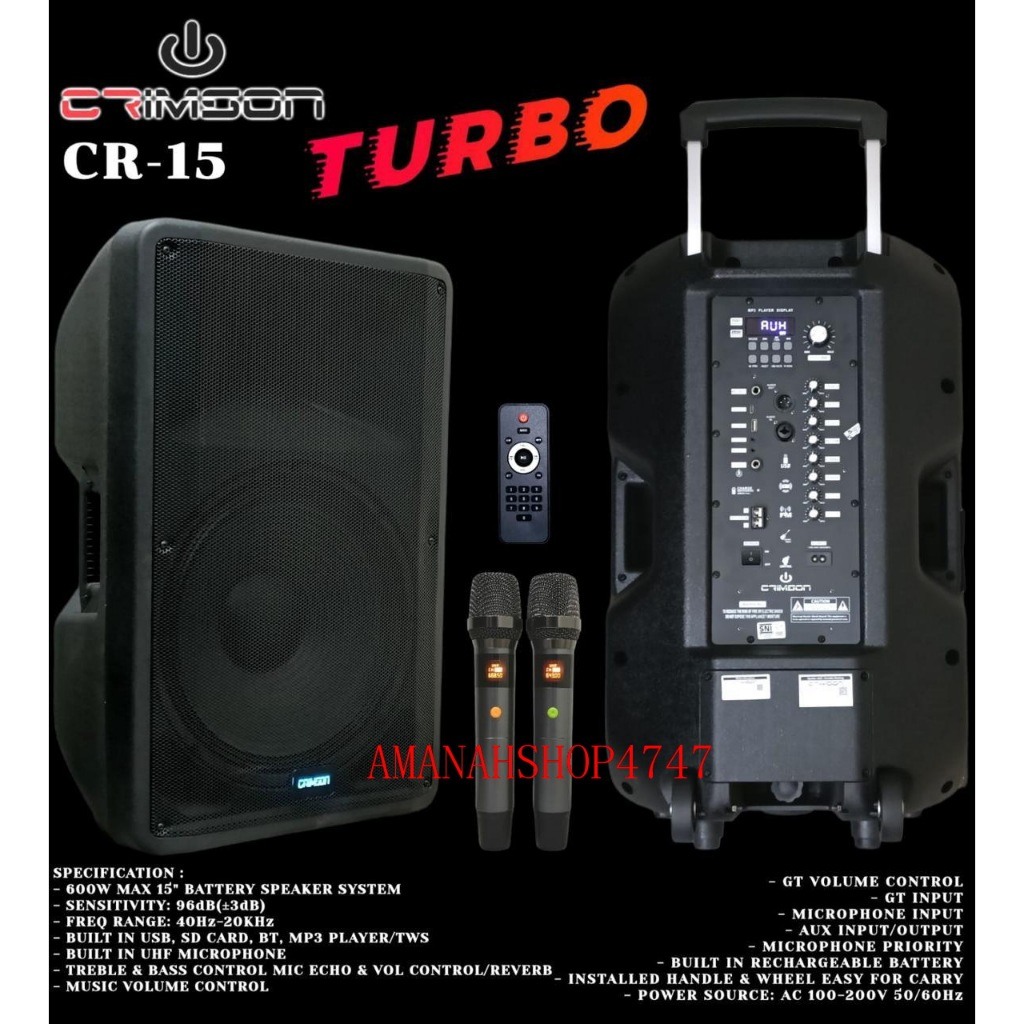 Jual SPEAKER PORTABLE CRIMSON CR15 TURBO CR-15 TURBO CRIMSON CR 15TURBO ...