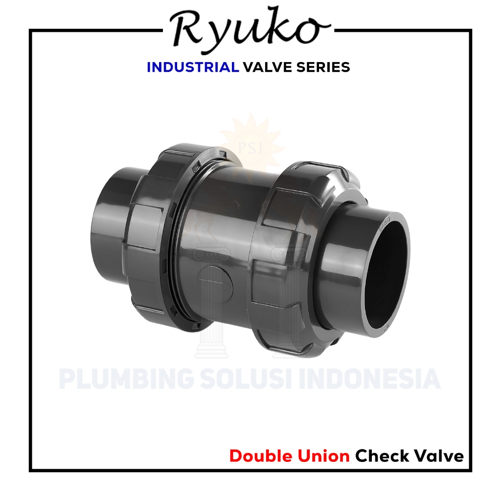Jual Ryuko Double Union Check Valve / Ball Check Valve PVC 2 Inch / 63 ...