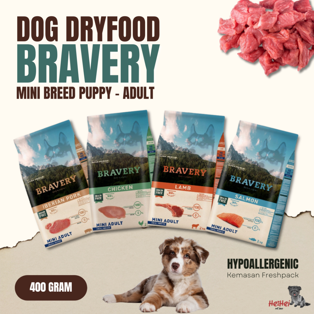 Jual BRAVERY Mini Adult/Puppy Dog Dry Food Freshpack 400 gr Chicken ...