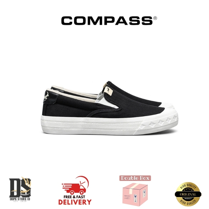 Jual Compass Retrograde Slip On Herringbone Black / White | Shopee ...