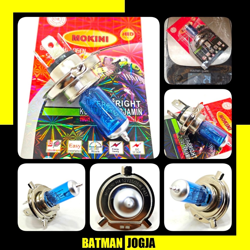 Jual (31M) BOLAM H4 KACA BIRU 35w 12v sinar putih terang bohlam lampu ...