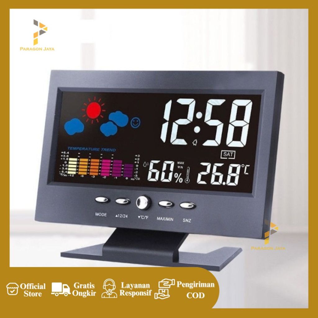 Jual Jam Meja Alarm LED Digital Sensor Suara Termometer Kalendar ...