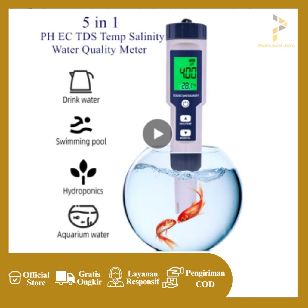 Jual Alat Tes Ph Ec Tds Salinitas Termometer 5 in 1 Pengukur Pengujian ...