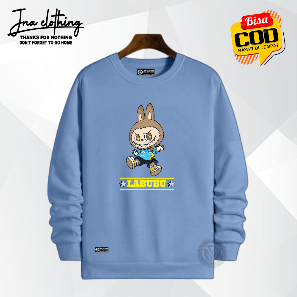 Jual Sweater Sablon Kartun LABUBU Pria Wanita Warna Abu Paralon ...