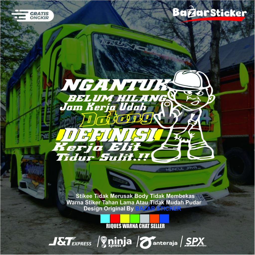 Jual stiker kaca ngantuk belum hilang jam kerja sudah datang sticker ...