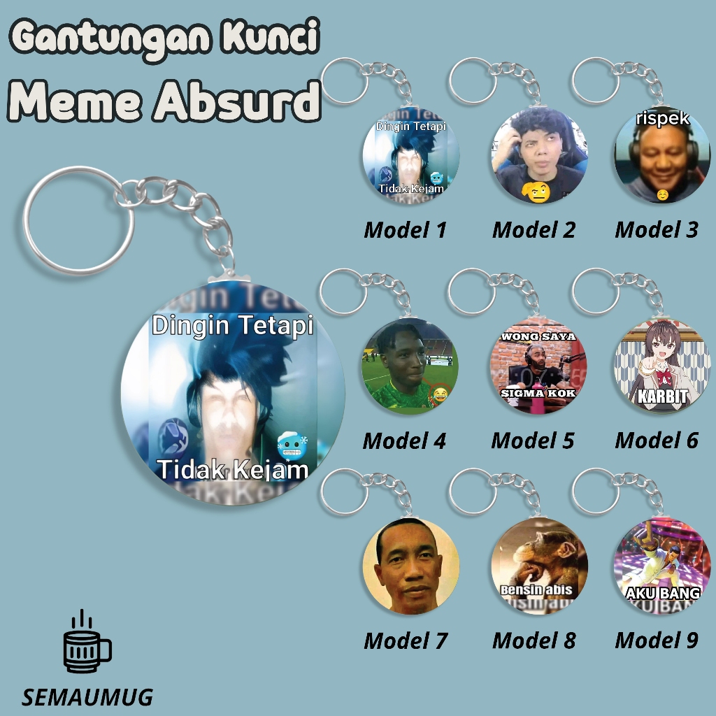 Jual GANTUNGAN KUNCI ABSURD MEME KADO GANCI BULAT MEME LUCU PRINT ...