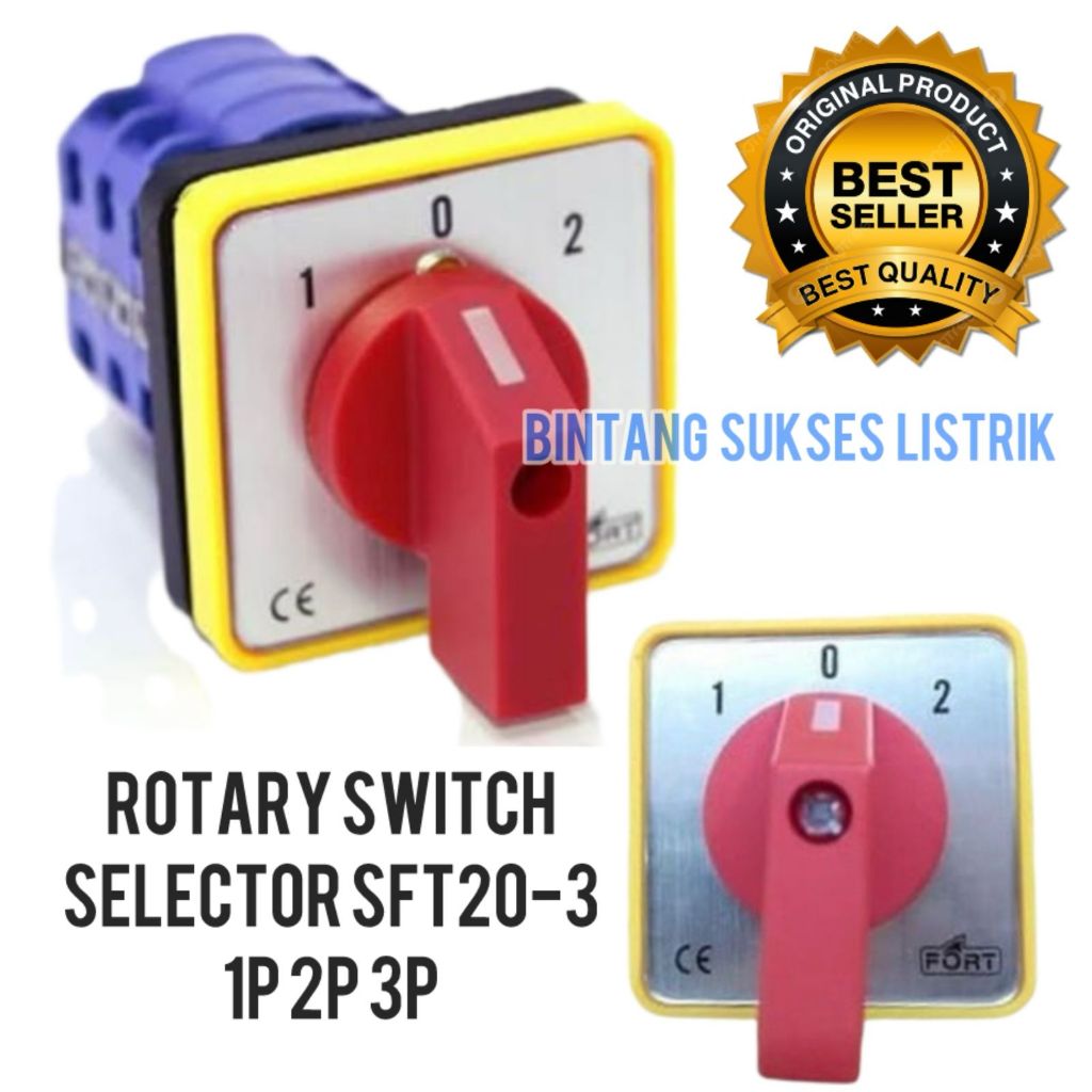 Jual ORIGINAL Selector Switch 3 Position 2P 1-0-2 SFT20-3-2 Selektor ...
