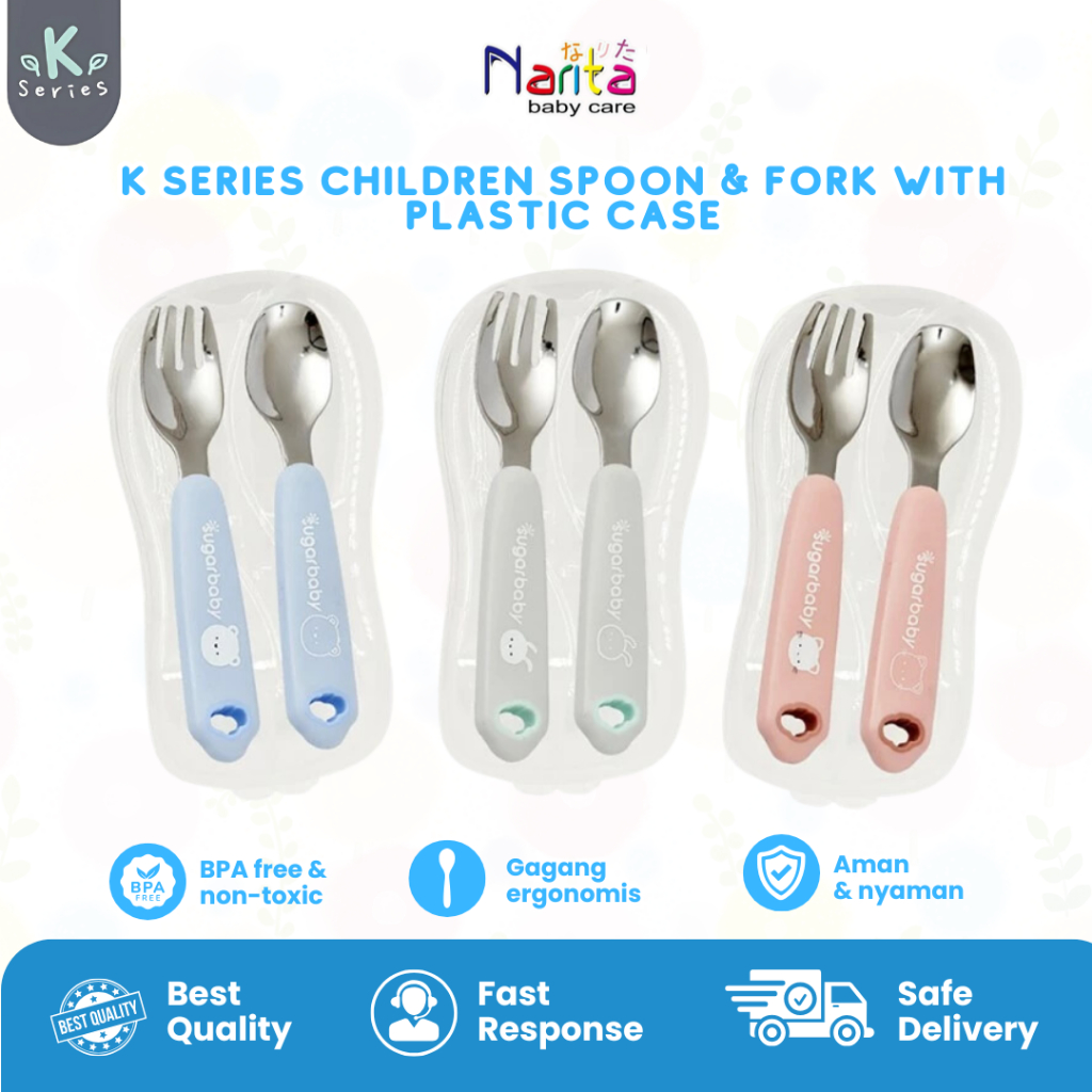 Jual Sugar Baby Sendok Garpu K Series Steel Childreen Spoon & Fork With ...