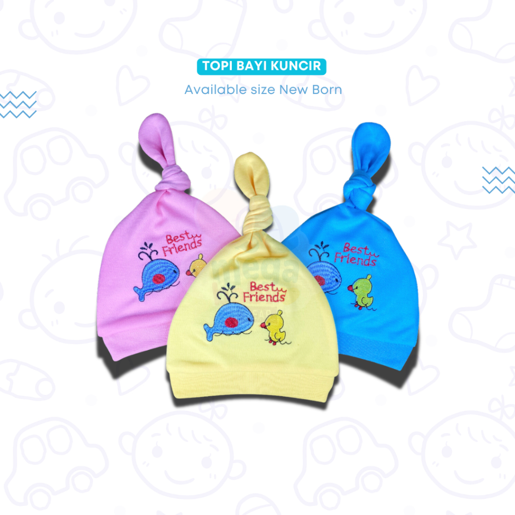 Jual MEGA - 1 Pcs Topi Bayi New Born / Kupluk Kuncir Bayi Unisex ...