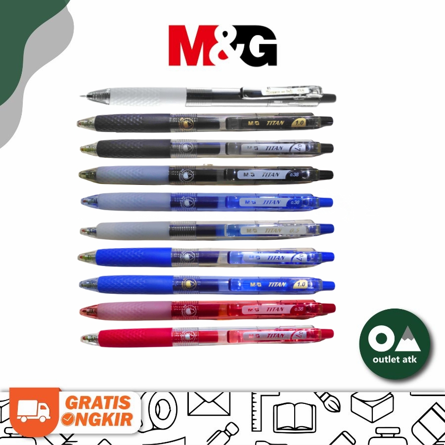 Jual Pulpen Cetek Gel Pen M&G Titan Retractable 0.38mm / 0.5mm / 0.7mm ...