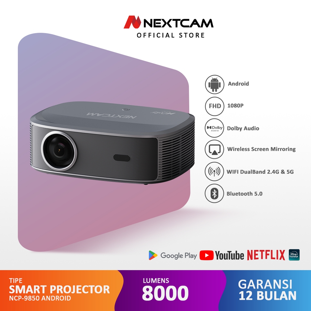 Jual Nextcam Projector Wireless Android Full HD 8000lumens 5G Netflix ...