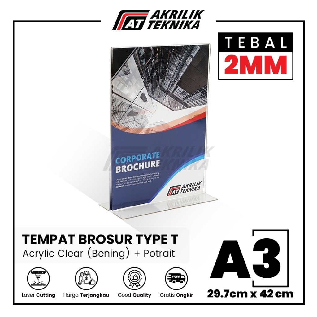 Jual Tempat Brosur Akrilik A3 2mm / Akrilik Tent Card Tent Holder ...