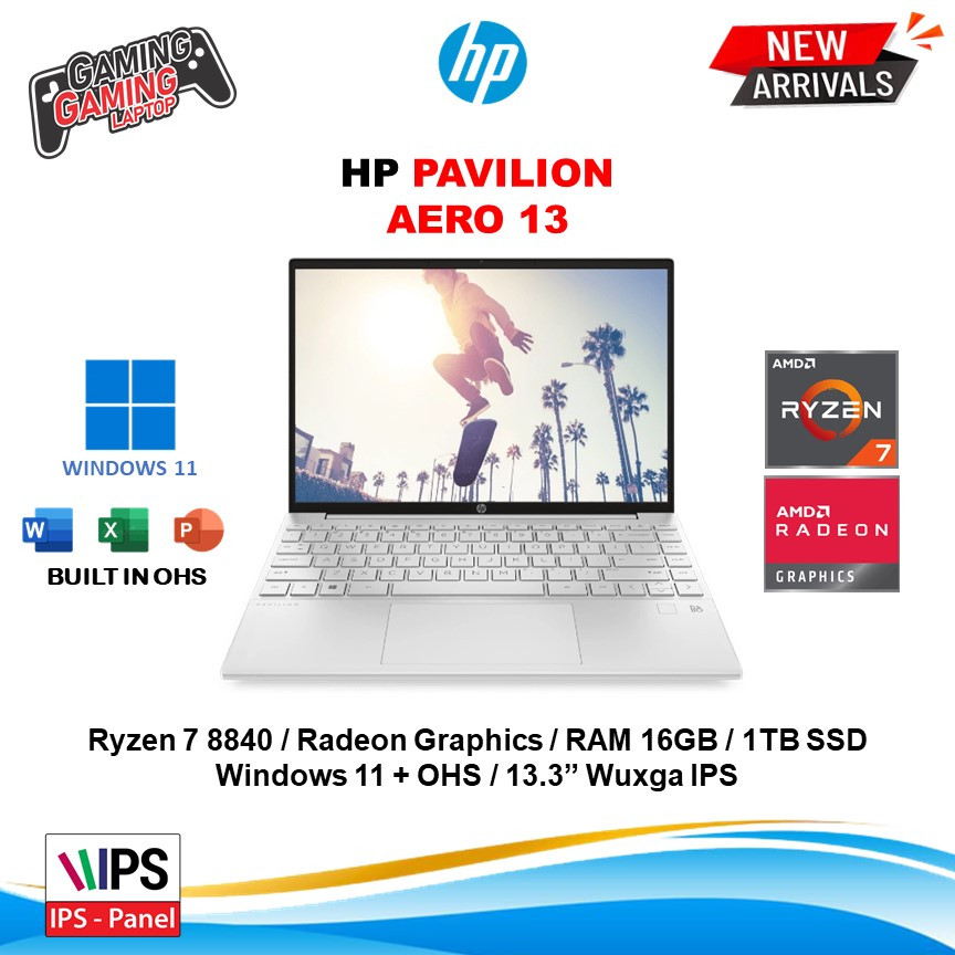 Jual HP Pavilion AERO 13 Ryzen 7 8840 Ram 16GB 1TB SSD W11 OHS 13 ...