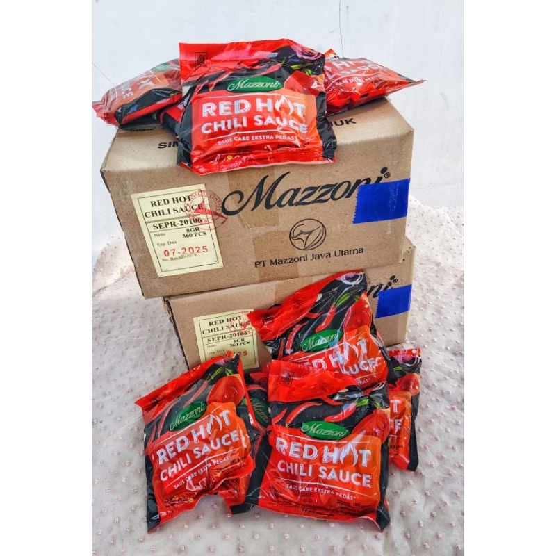 Jual Mazzoni Saus Sachet Pedas Saus / Saos / Sachet Red Hot Chili isi ...