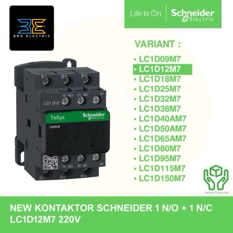 Jual KONTAKTOR CONTACTOR SCHNEIDER LC1D12M7 LC1D12 D12 220V NEW ORIGINAL | Shopee Indonesia